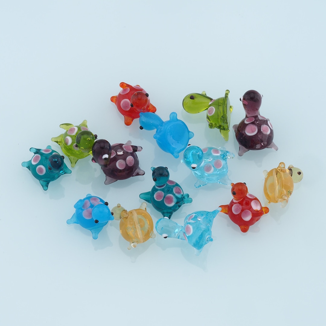 Mixed 5pcs Glass Turtle Beads,ocean Bead,lampwork Colorful Turtle Beads ...