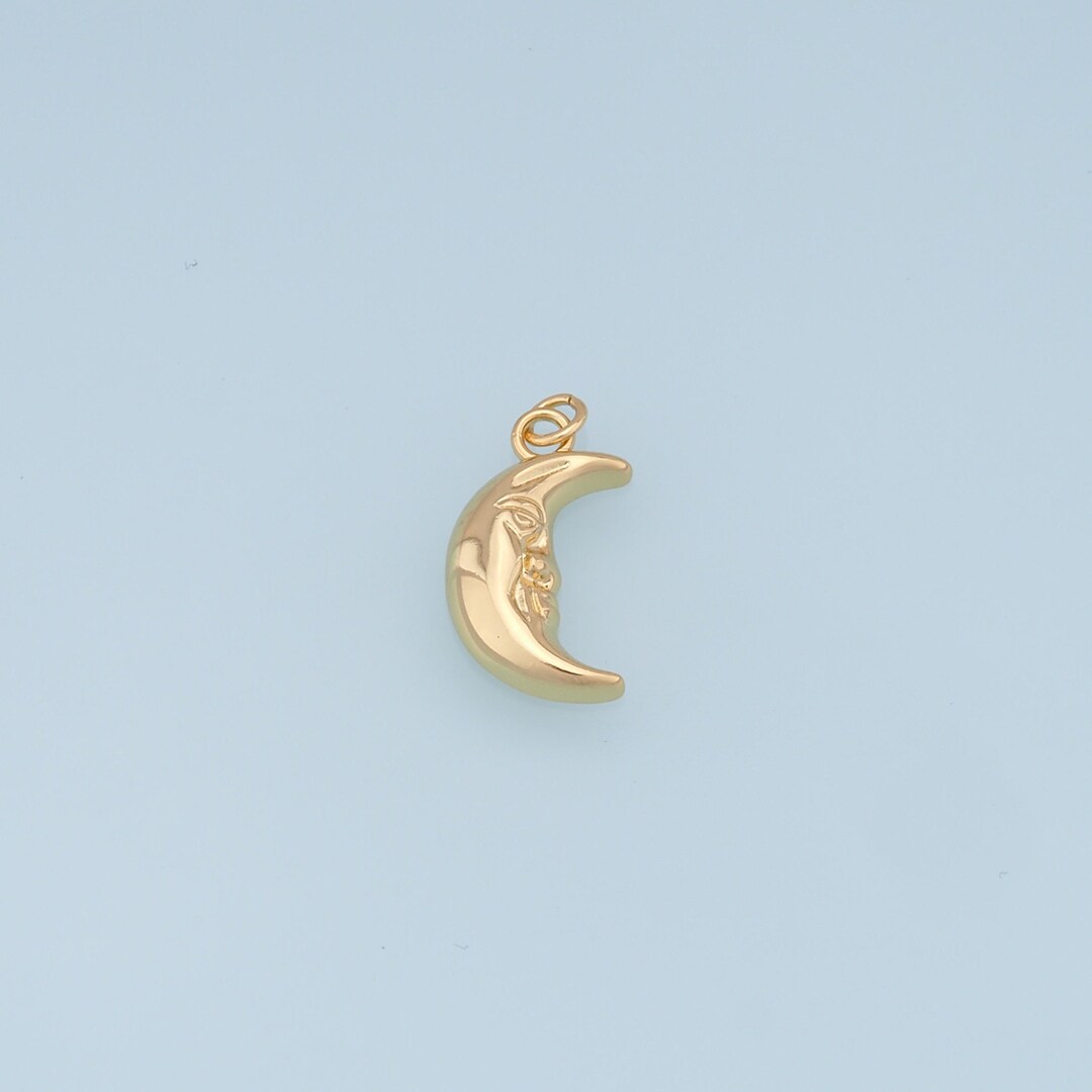 Gold Moon Charms,18k Gold Filled Moon Pendant,cz Micro Pave Celestial ...