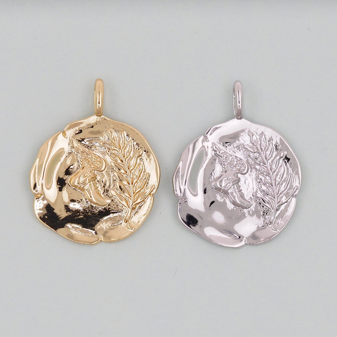Gold Coin Charms,18k Gold Filled Coin Pendant,silver Round Coin Charm ...