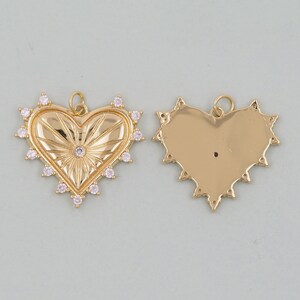 Gold Heart Charms,18k Gold Filled Heart Pendant,spiked Heart Charm ...
