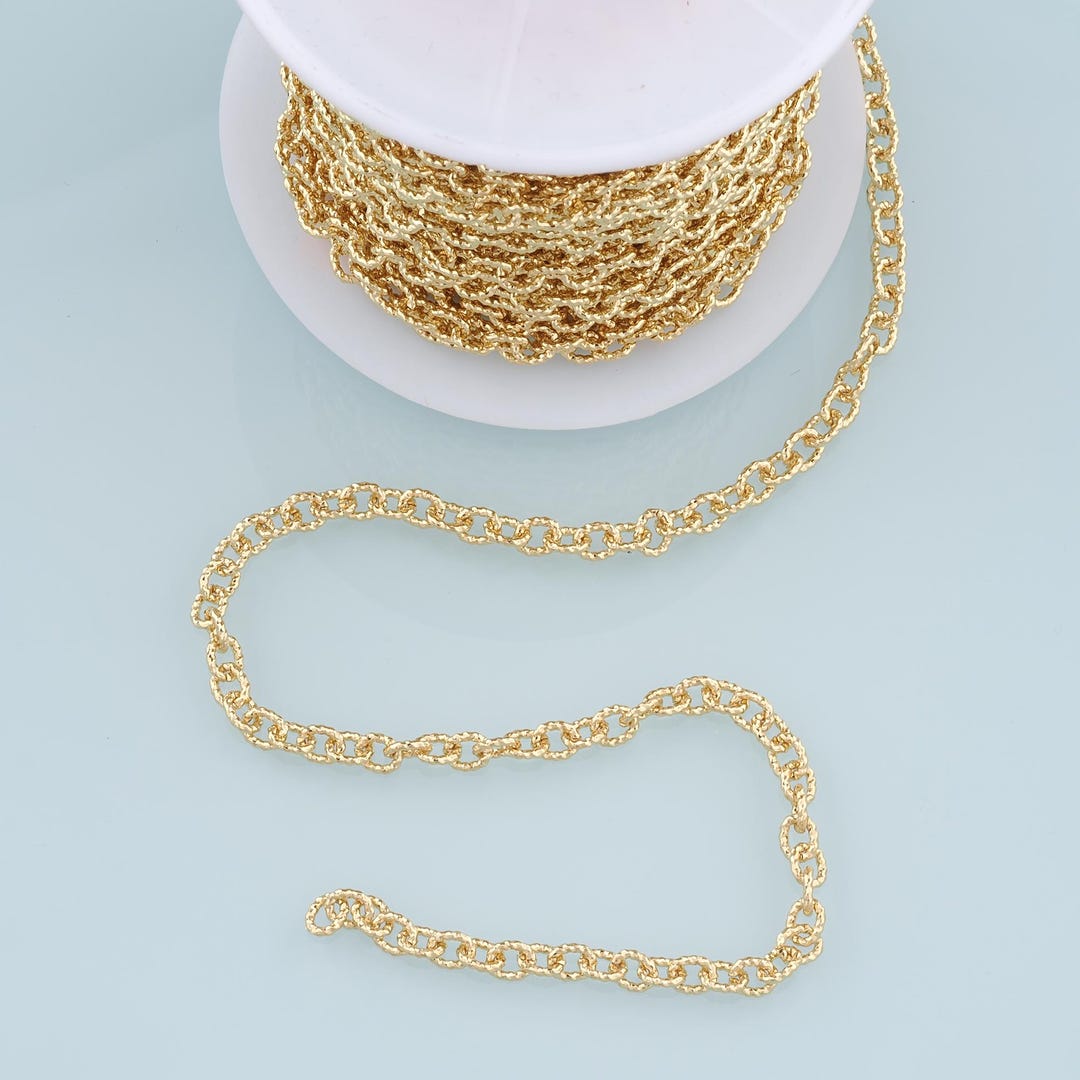 Gold Oval Chain,18k Gold Filled Oval Paper Clip Chain for Necklace ...
