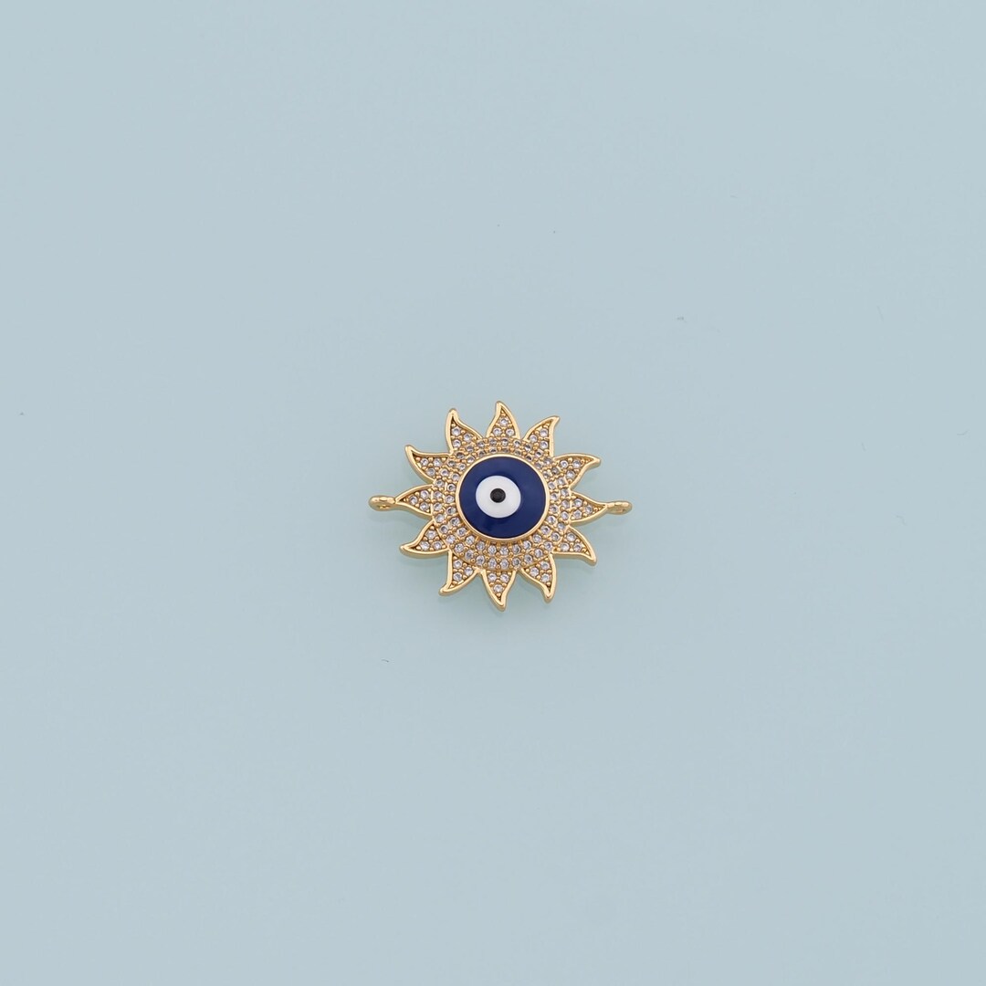 Gold Evil Eye Charms,18k Gold Filled Evil Eye Sun Pendant,cz Micro Pave ...
