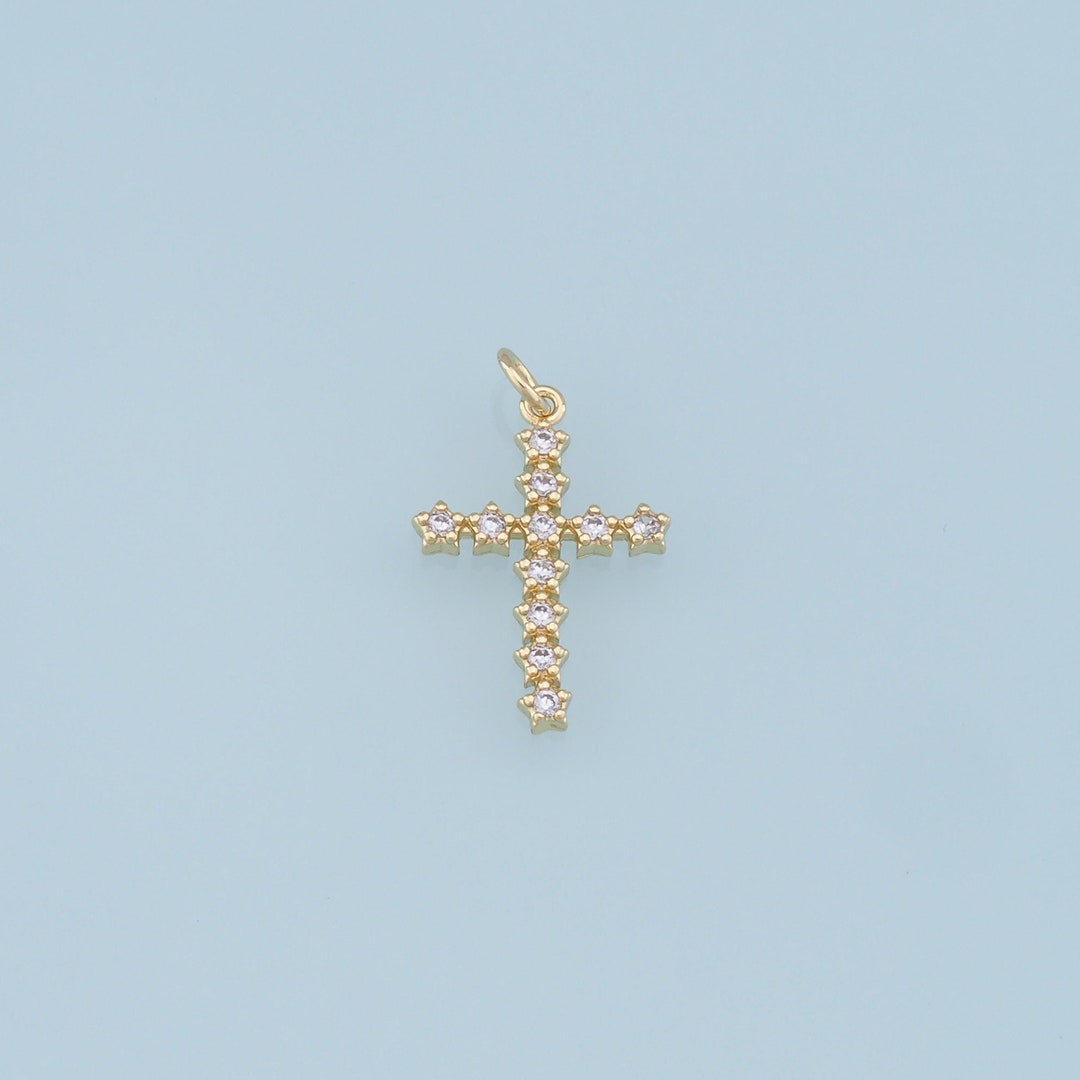 Gold Cross Charms,18k Gold Filled Cross Pendant,cz Micro Pave Cross ...