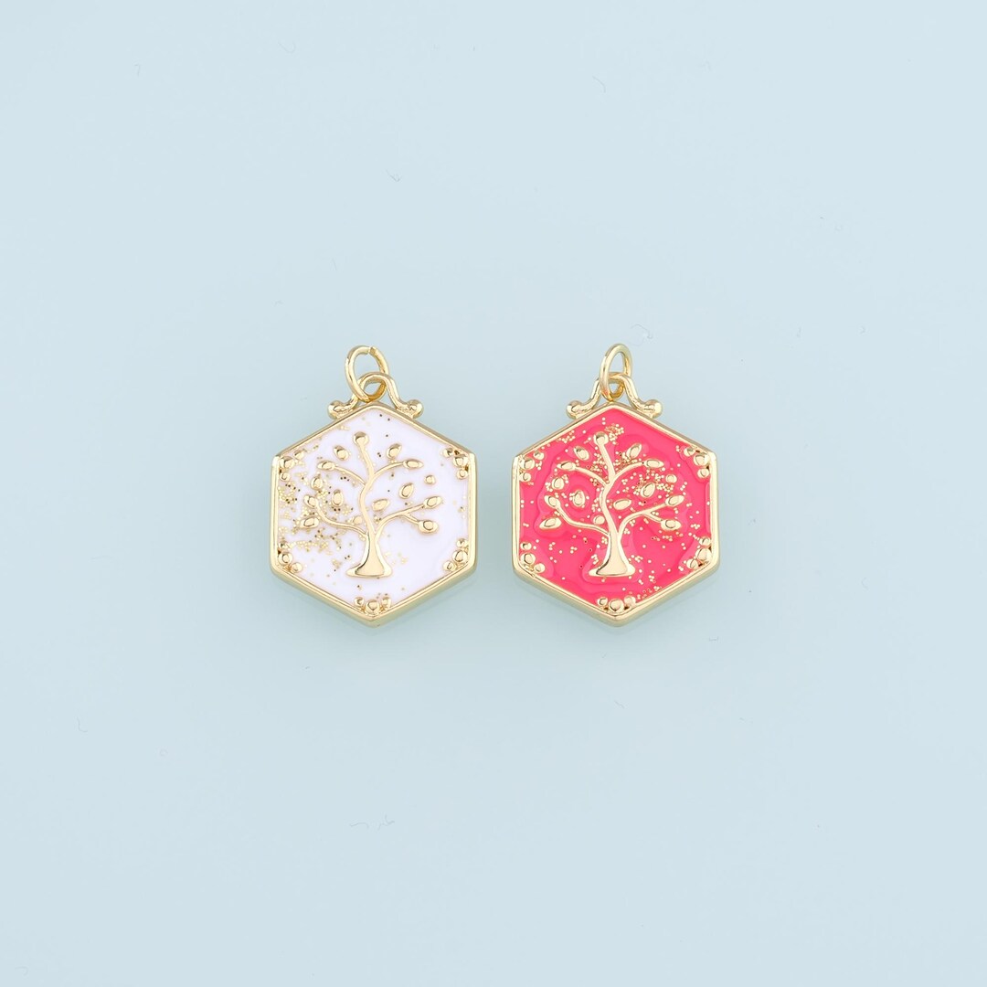 18K Gold Filled Tree of Life Pendant,enamel Tree of Life Charm Bracelet ...