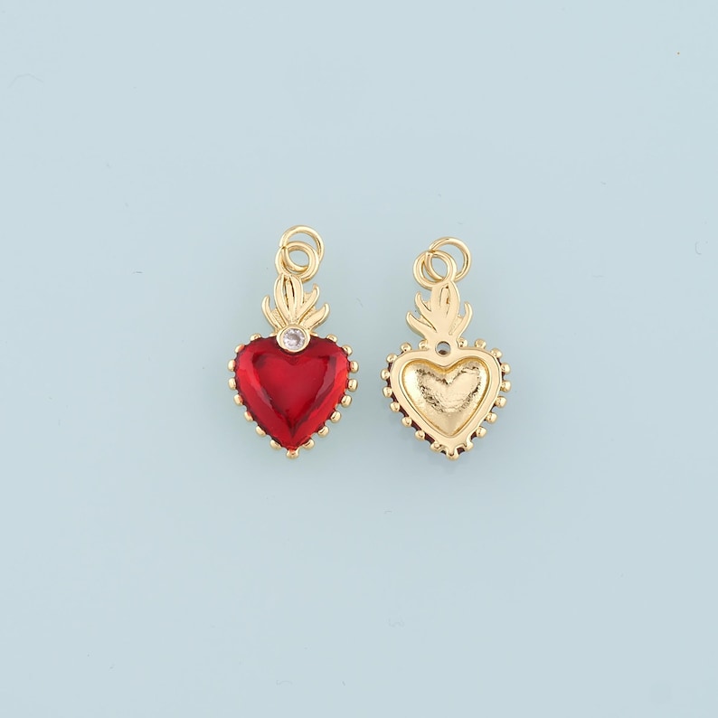 18K Gold Filled Flame Sacred Heart Pendant,religion Charm Bracelet ...