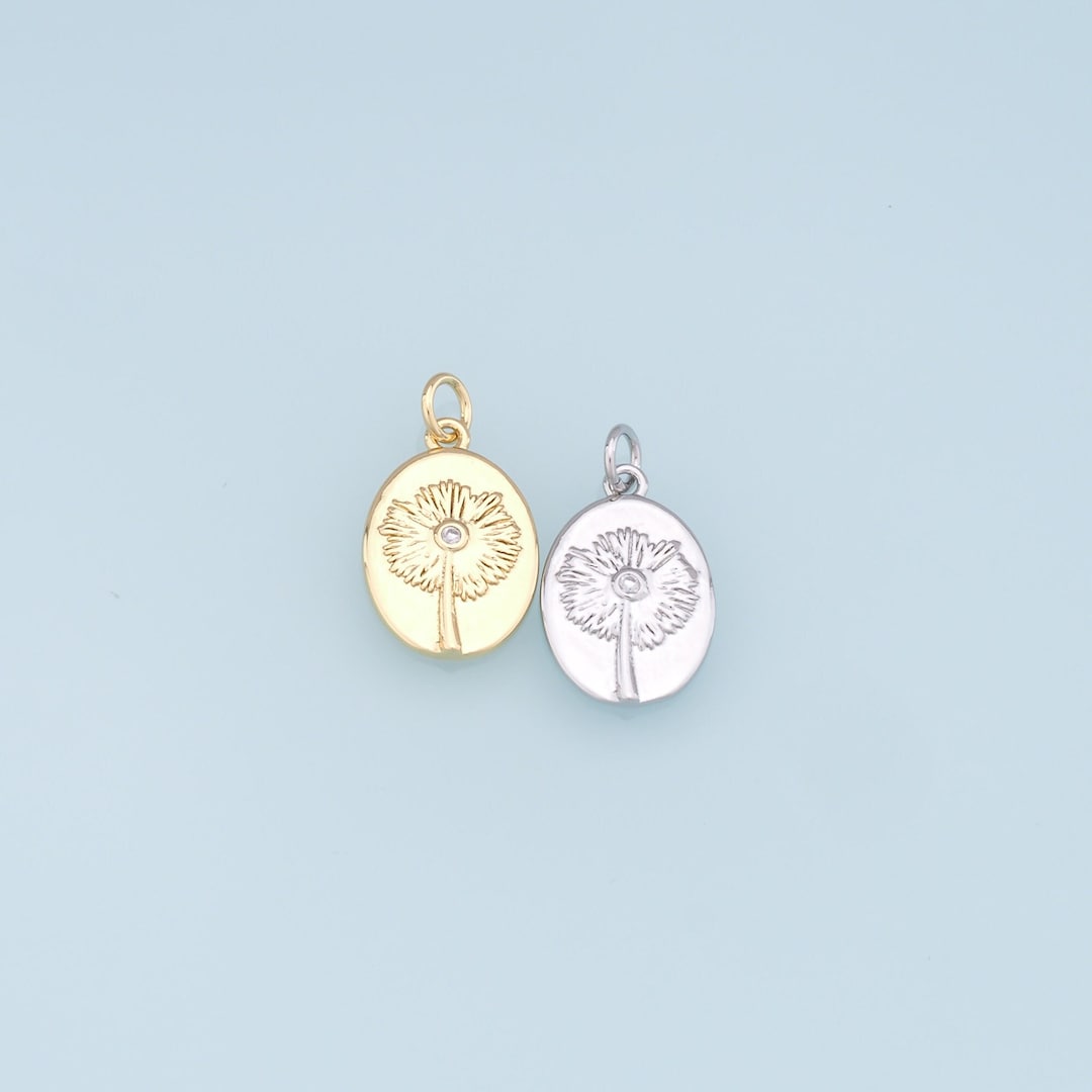 Gold Flower Charms,18k Gold Filled CZ Flower Pendant,silver Flower ...