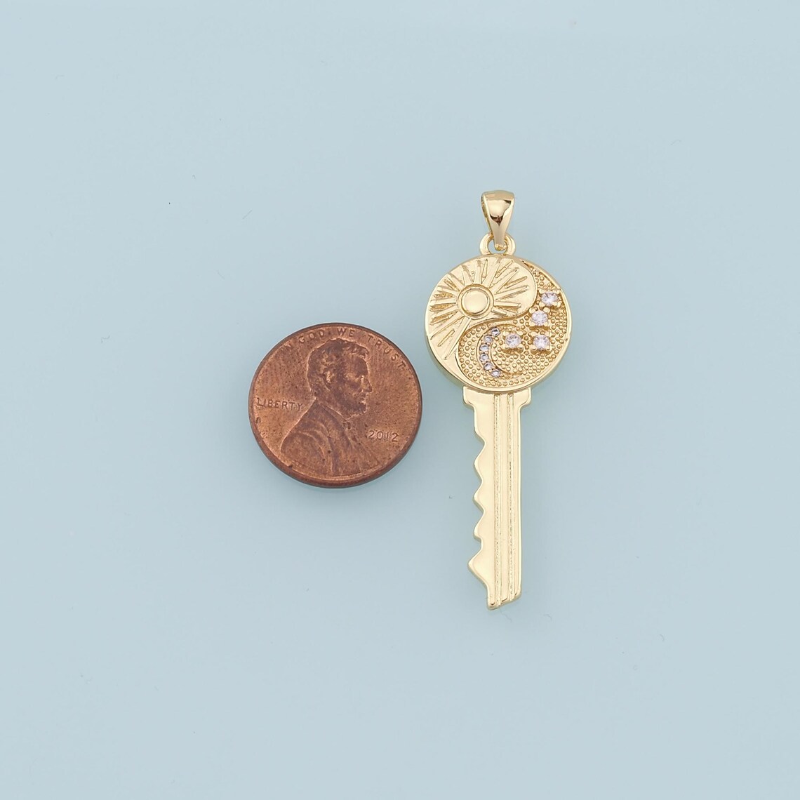Gold Sun Moon Key Charms,18k Gold Filled Key Pendant,star Key Charm ...