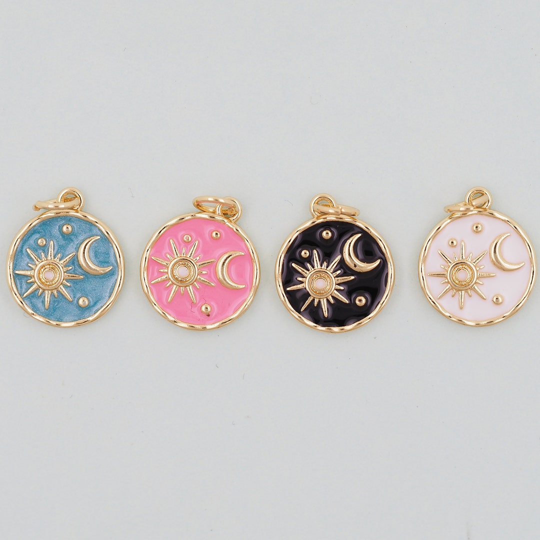 Gold Celestial Charms,18k Gold Filled Sun Pendant,moon Charm Bracelet ...