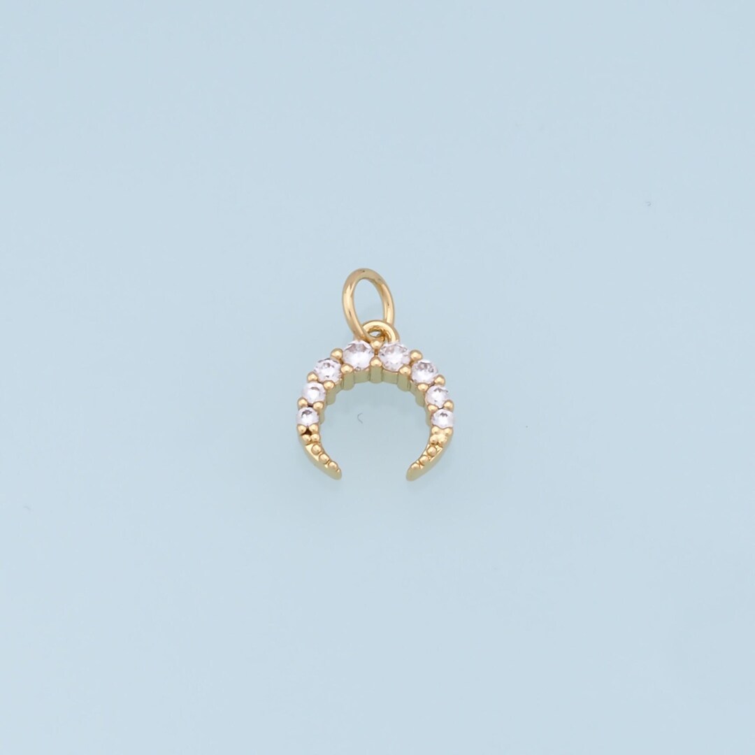 Gold Moon Charms,18k Gold Filled Moon Pendant,cz Micro Pave Star Charm ...
