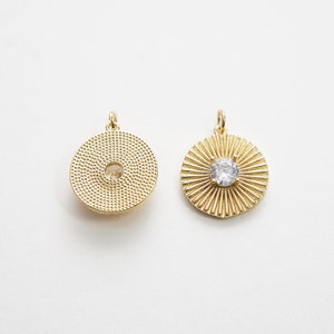 Gold Sun Charms,18k Gold Filled Round Pendant,round Charm Bracelet ...