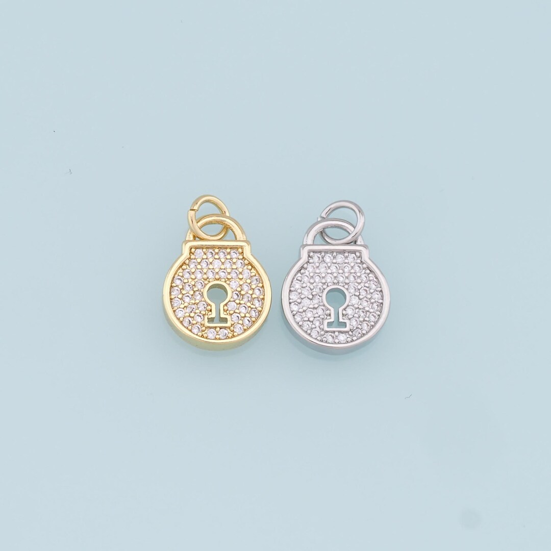 Gold Key Lock Charms,18k Gold Filled Key Pendant,cz Lock Charm Bracelet ...
