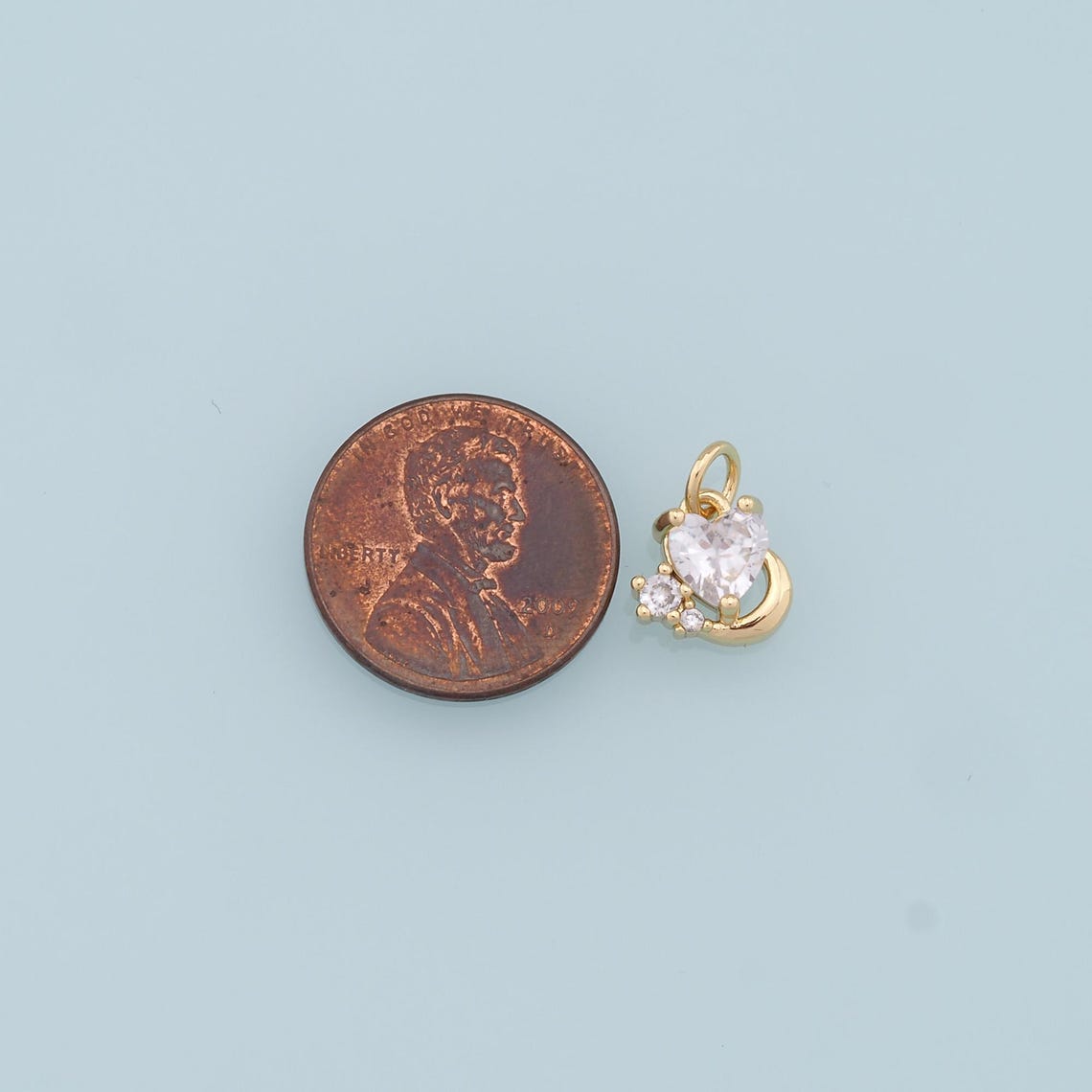 Gold Heart Charms,18k Gold Filled Crystal Heart Pendant,crystal Heart ...