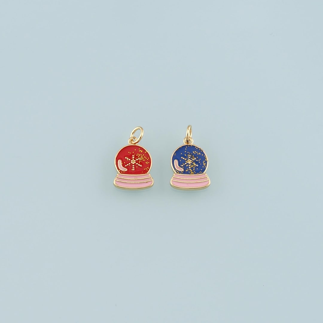 18K Gold Filled Crystal Ball Pendant,enamel Crystal Ball Charm Bracelet ...