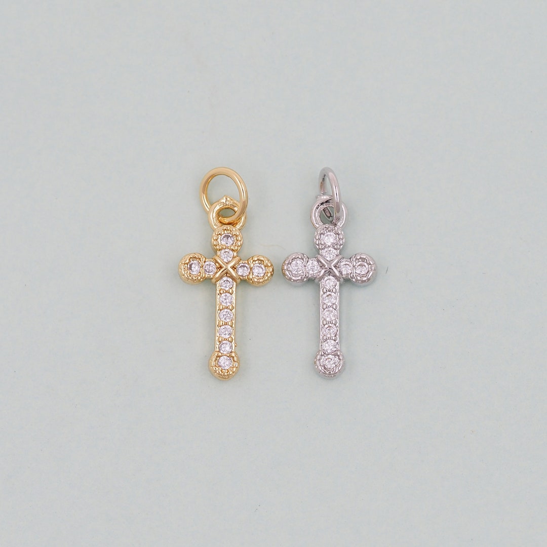 Gold Cross Charms,18k Gold Filled Cross Pendant,silver Religious Charm ...