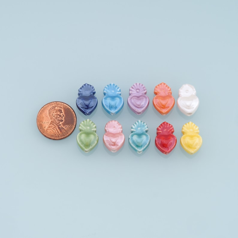 Mixed 22pcs Ceramic Sacred Heart Beads,sacred Heart Bead,lampwork ...