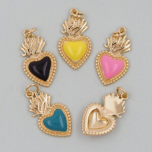 Gold Sacred Heart Charms,18k Gold Filled Sacred Heart Pendant,religious ...