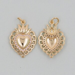 Gold Sacred Heart Charms,18k Gold Filled Sacred Heart Pendant,religious ...
