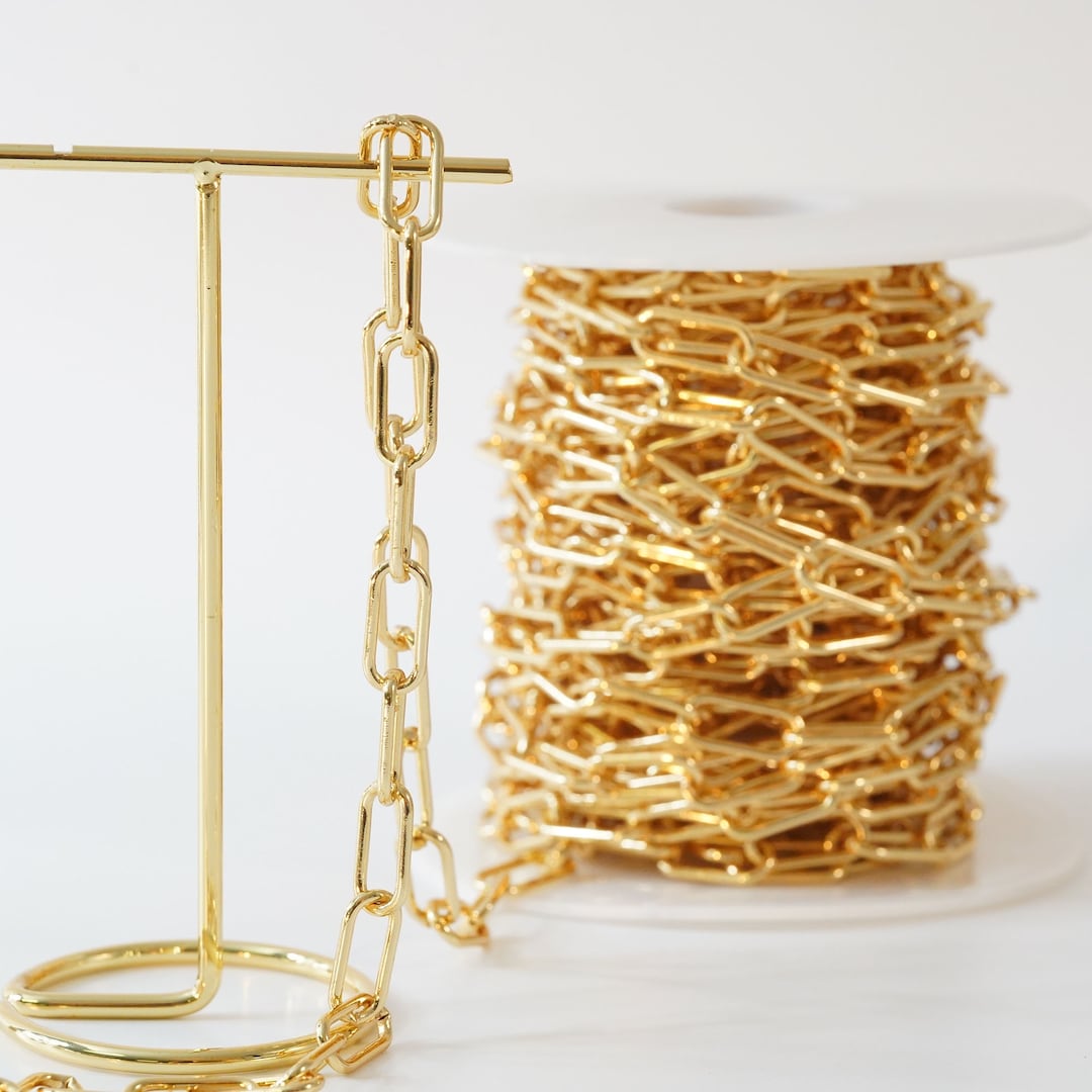 Gold Oval Chain,18k Gold Filled Rectangle Chain for Necklace Bracelet ...