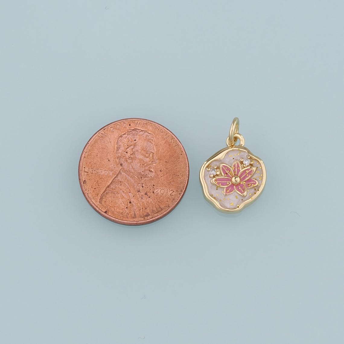 Gold Flower Charms,18k Gold Filled Flower Pendant,enamel Flower Charm ...