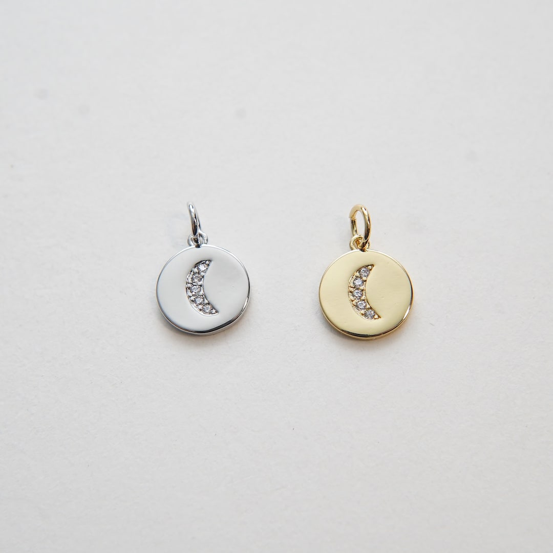 Gold Moon Charms,18k Gold Filled Round Coin Moon Pendant,celestial ...