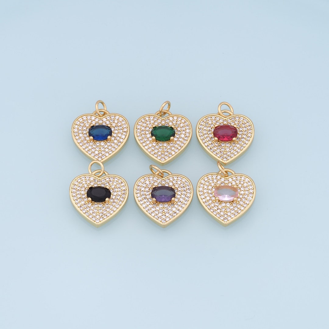 Gold Heart Charms,18k Gold Filled Heart Star Pendant,crystal Heart ...