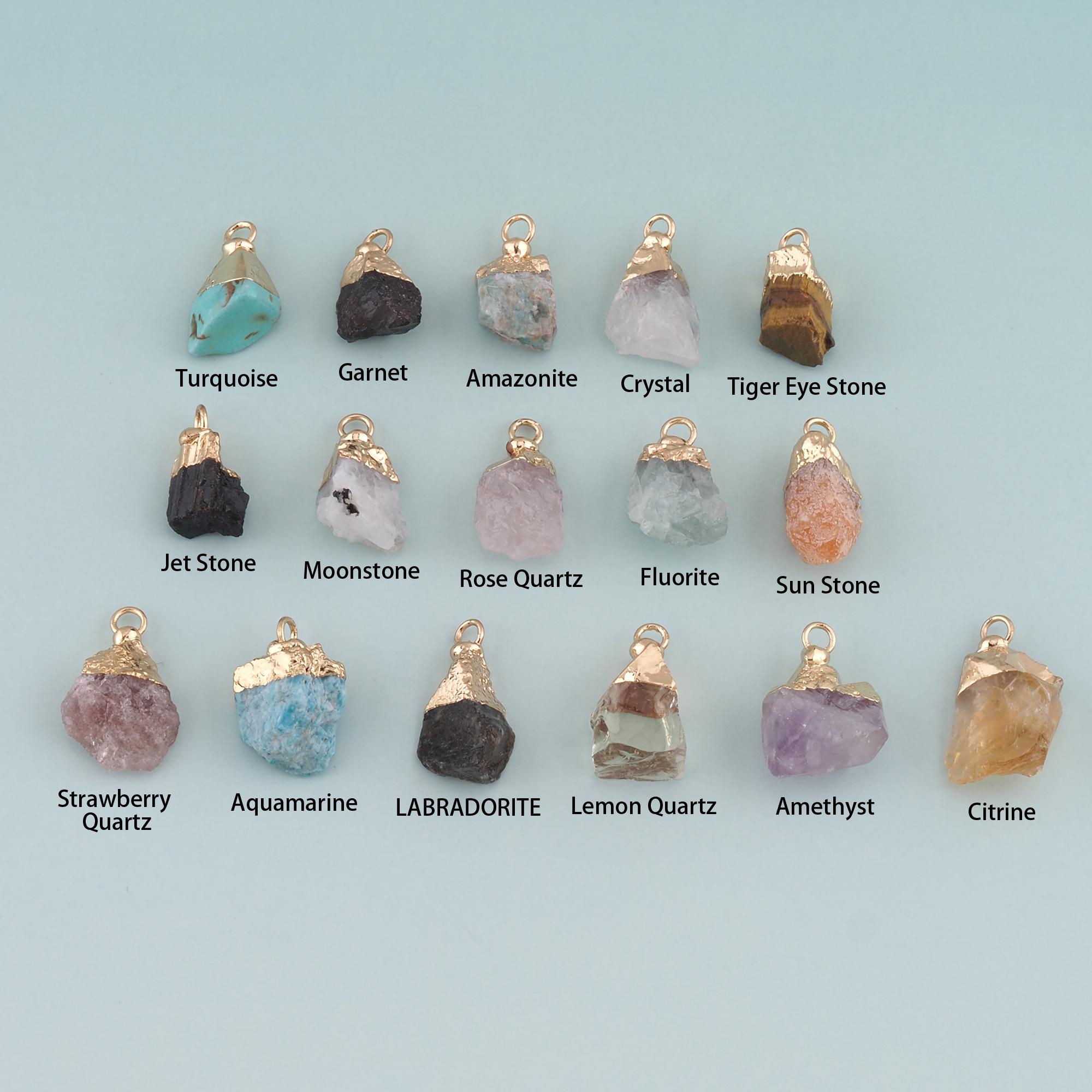 18K Gold Filled Natural Stone Pendant,natural Stone Charm Bracelet ...