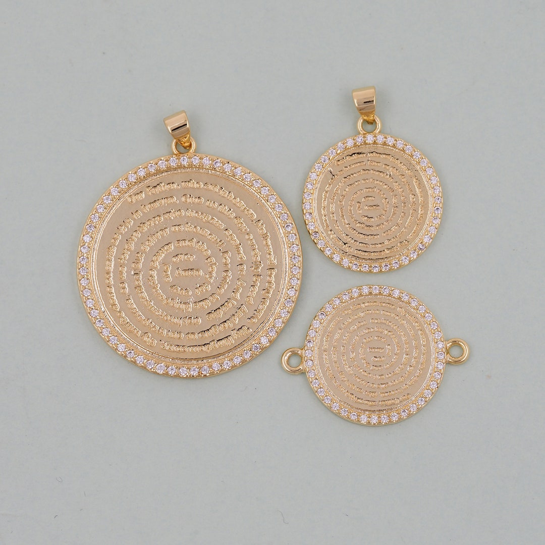 Gold Round Charms,18k Gold Filled Bible Scripture Pendant,christianity ...