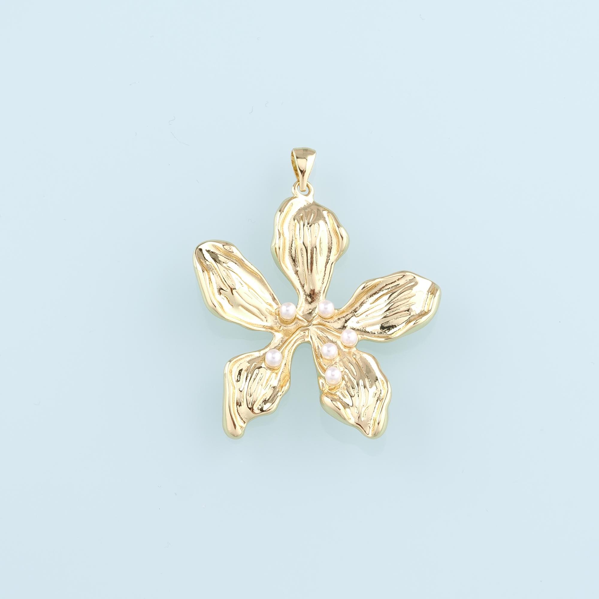 Gold Flower Charms,18k Gold Filled Flower Pendant,flower Charm Bracelet ...