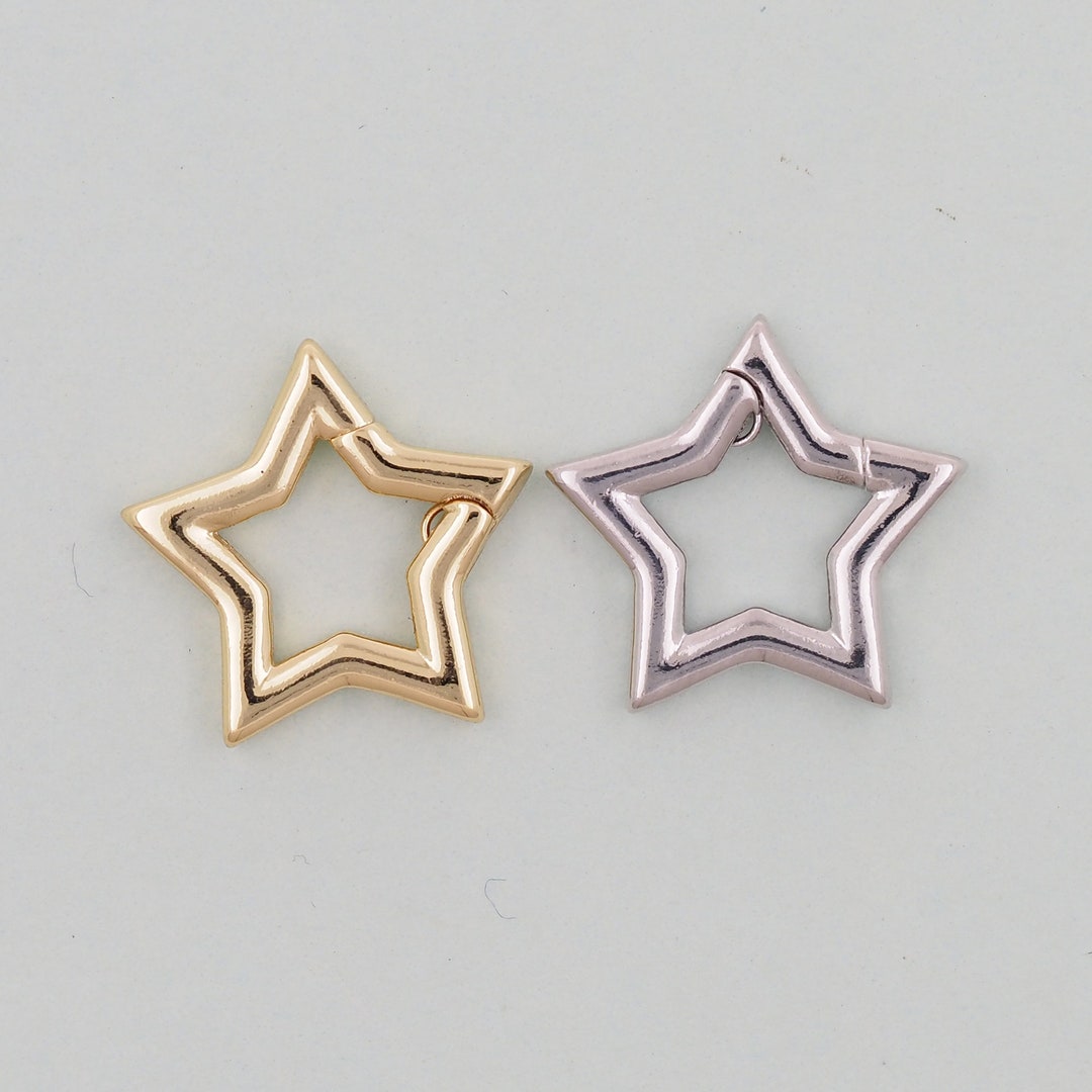 18K Gold Filled Gold Silver Spring Gate Ring Star Clasp,push Clip Clasp ...