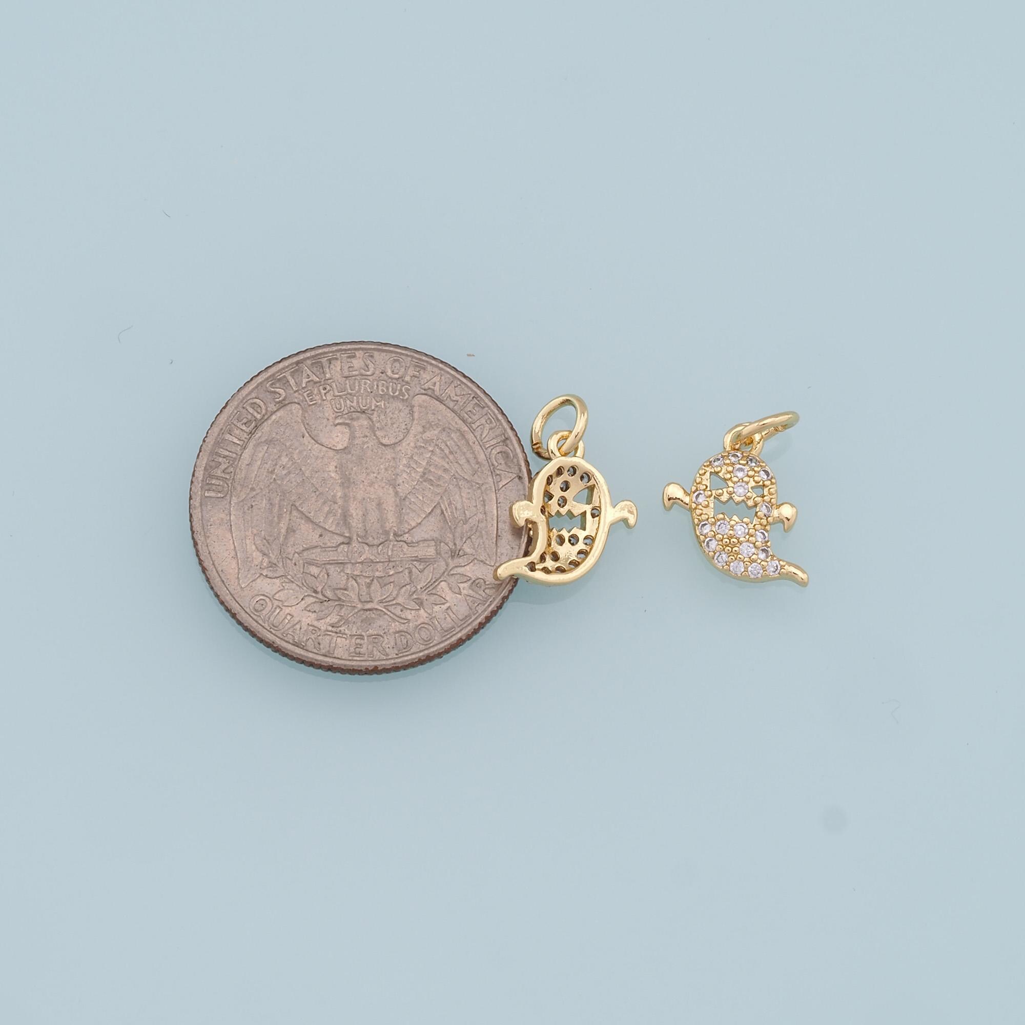 Gold Ghost Charms,18k Gold Filled Ghost Pendant,halloween Charm ...