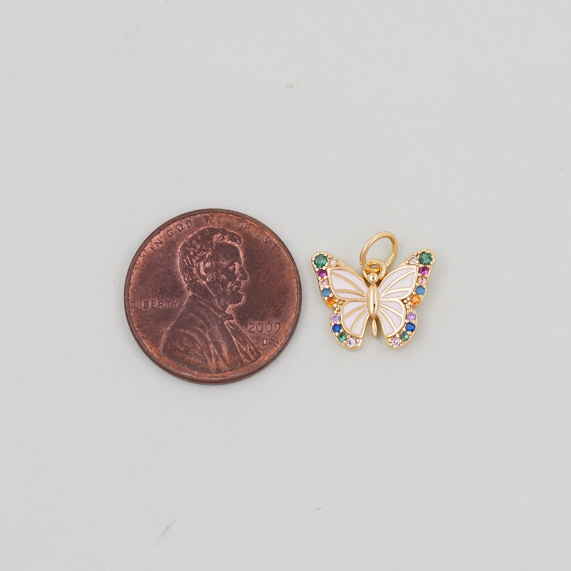 Gold Butterfly Charms,18k Gold Filled Butterfly Pendant,enamel ...