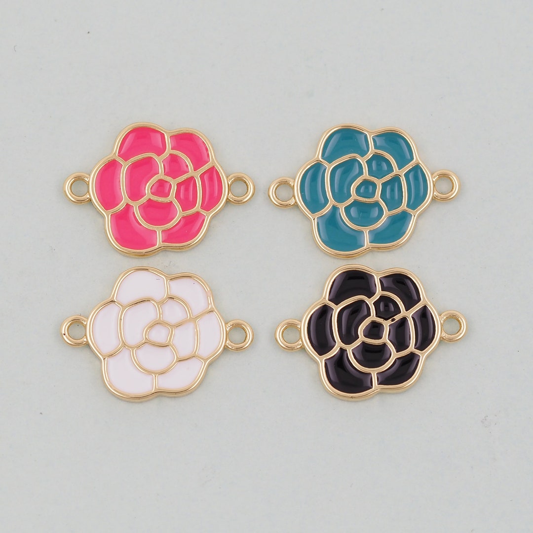 Gold Rose Charms,18k Gold Filled Rose Pendant,rose Connector Charm ...
