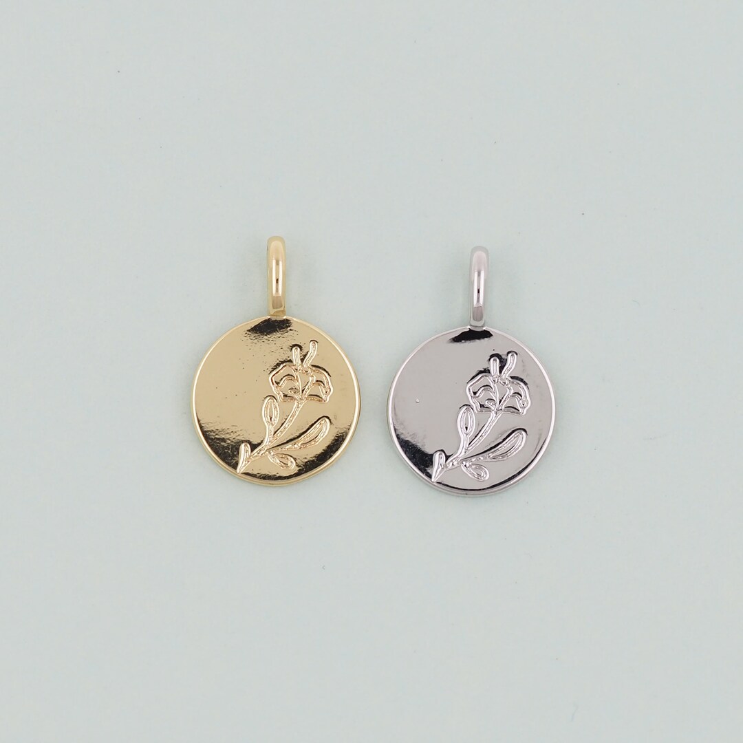 Gold Flower Charms,18k Gold Filled CZ Flower Pendant,silver Flower ...