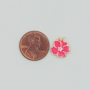 Gold Enamel Flower Charms,18k Gold Filled CZ Flower Pendant,silver ...