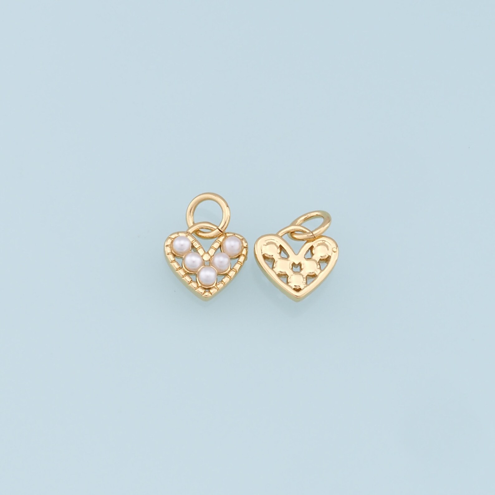 Gold Tiny Heart Charms,18k Gold Filled Pearl Heart Pendant,heart Charm ...