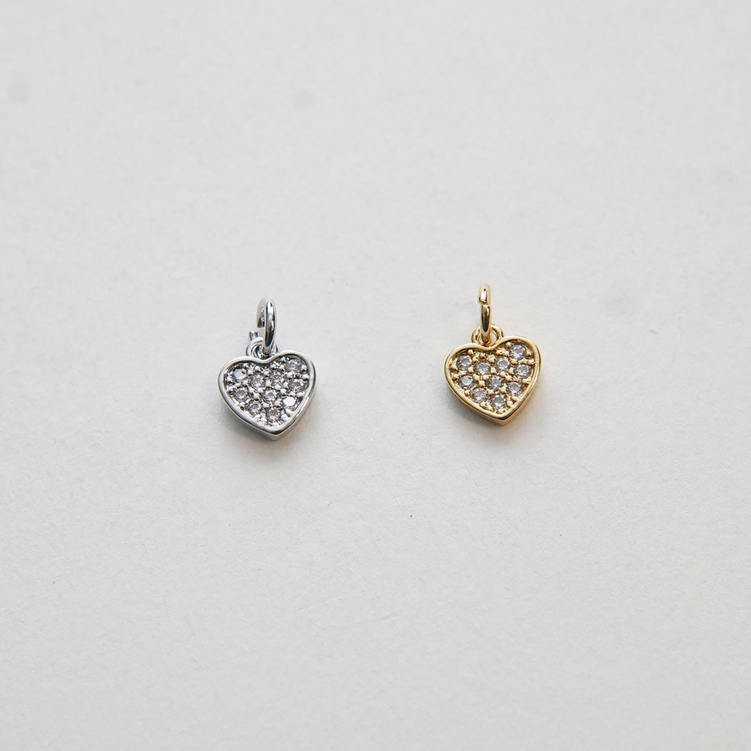 Gold Tiny Heart Charms,18k Gold Filled Heart Pendant,cz Micro Pave ...