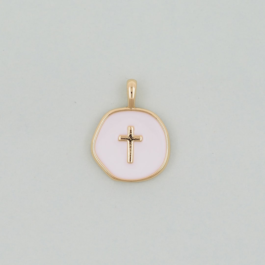 18K Gold Filled Cross Pendant,enamel Cross Charm Bracelet Necklace for ...