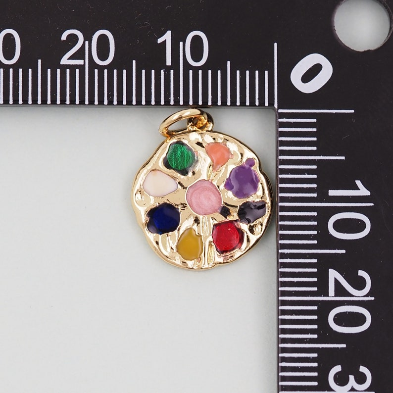 Gold Round Palette Charms,18k Gold Filled Round Pendant,round Charm ...