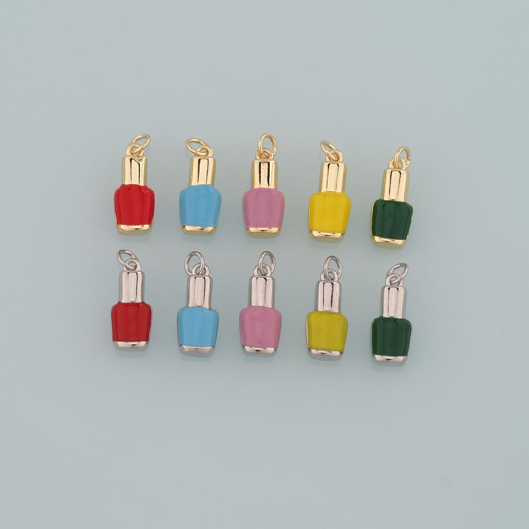 Gold Manicure Charms,18k Gold Filled Nail Polish Pendant,enamel Nail ...