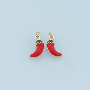 Gold Chili Charms,18k Gold Filled Chili Pendant,enamel Chili Charm ...