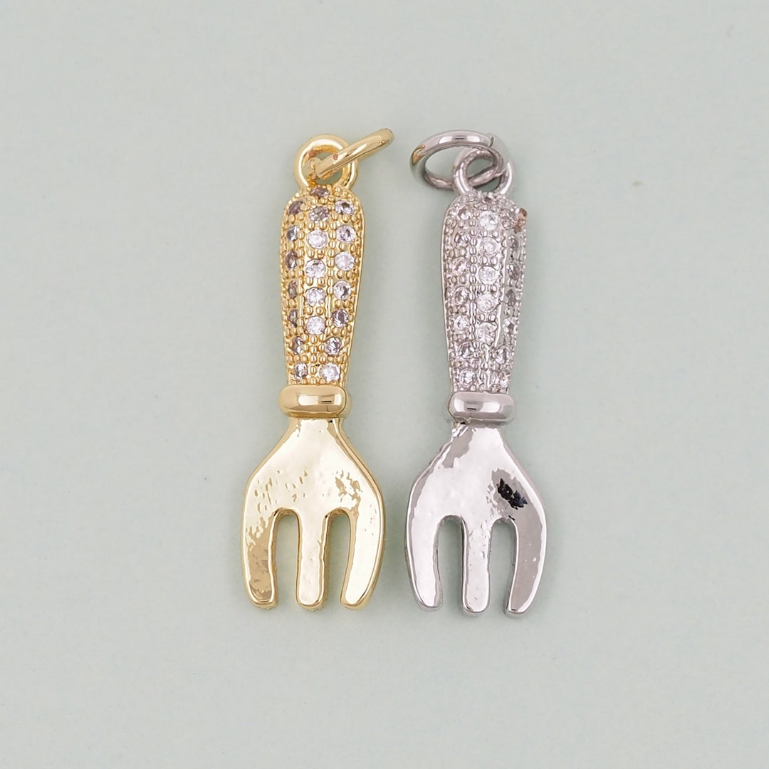 Gold Fork Charms,18k Gold Filled Fork Pendant,fork Charm Bracelet ...