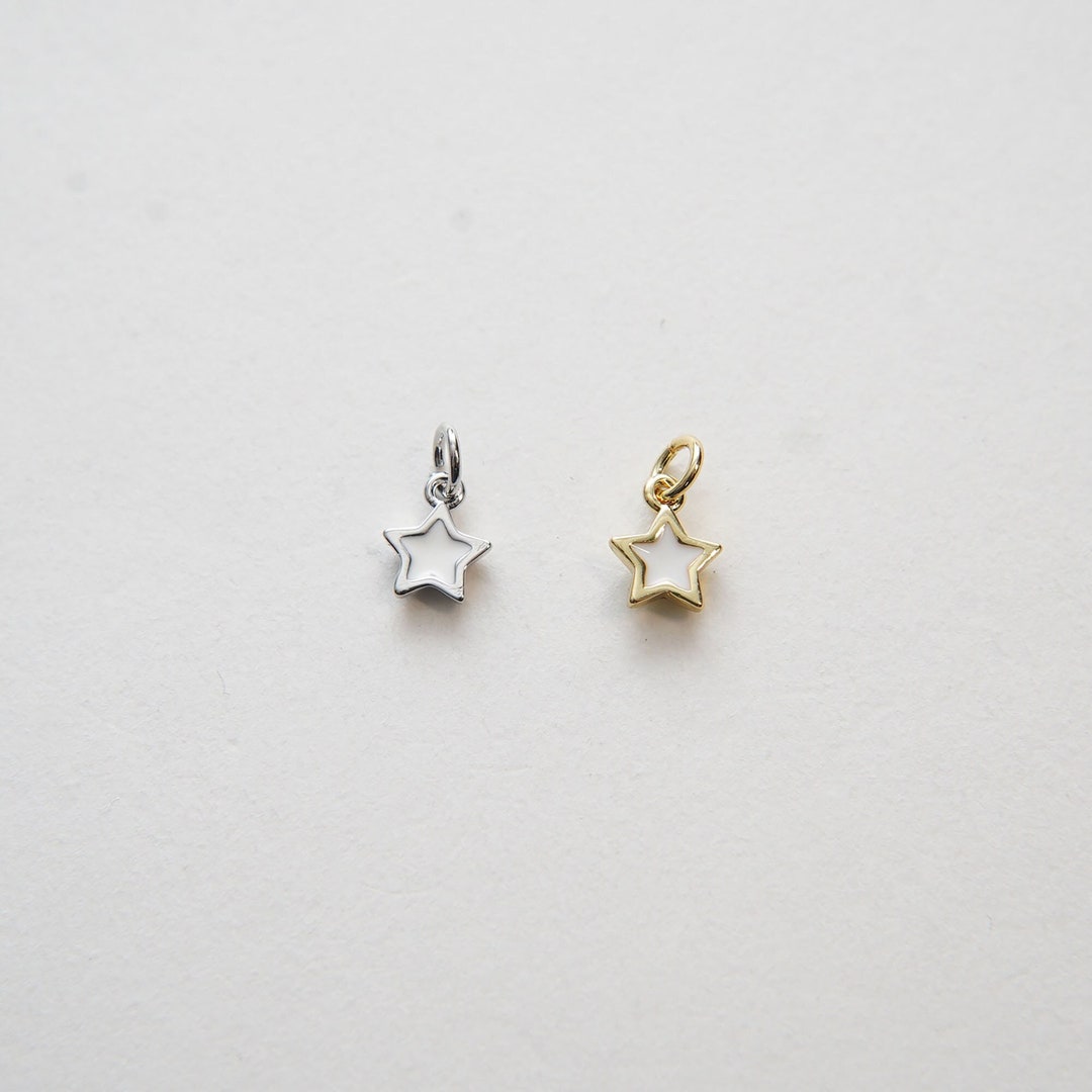 Gold Star Charms,18k Gold Filled White Enamel Star Pendant,silver Star ...
