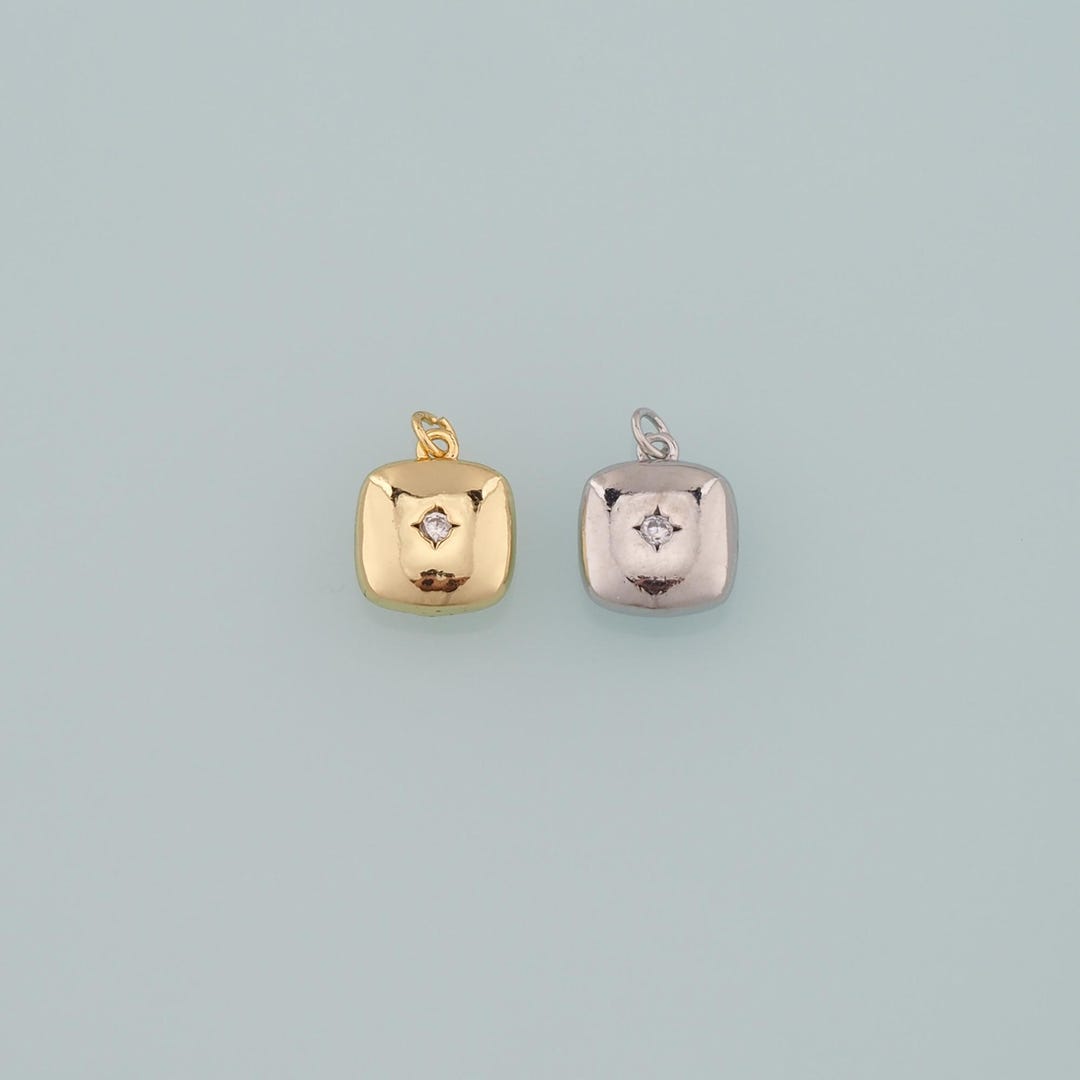Gold Square Charms,18k Gold Filled Square Pendant,cz Micro Pave Square ...