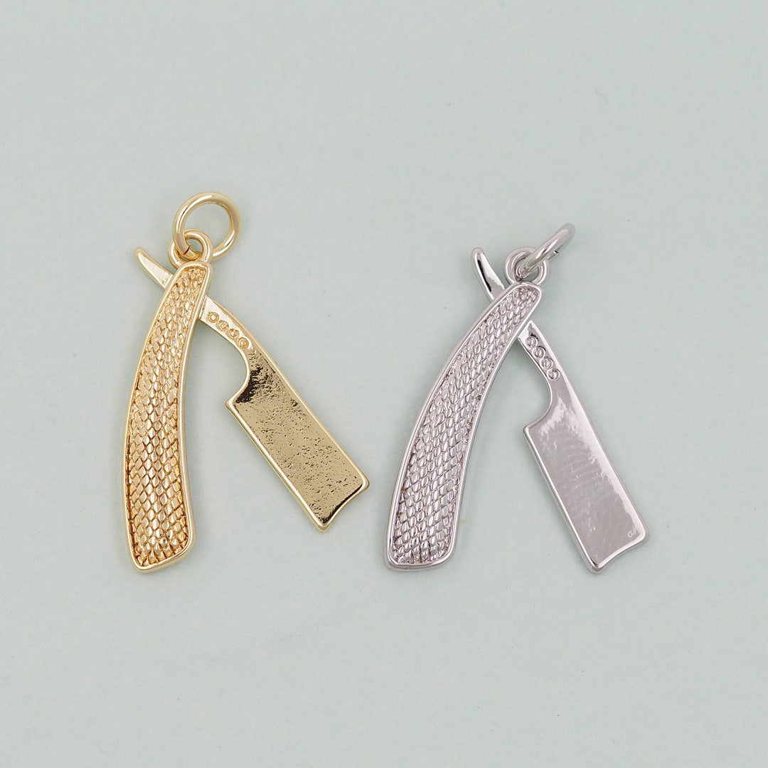 Gold Barber Charms,18k Gold Filled Razor Pendant,razor Charm Bracelet ...