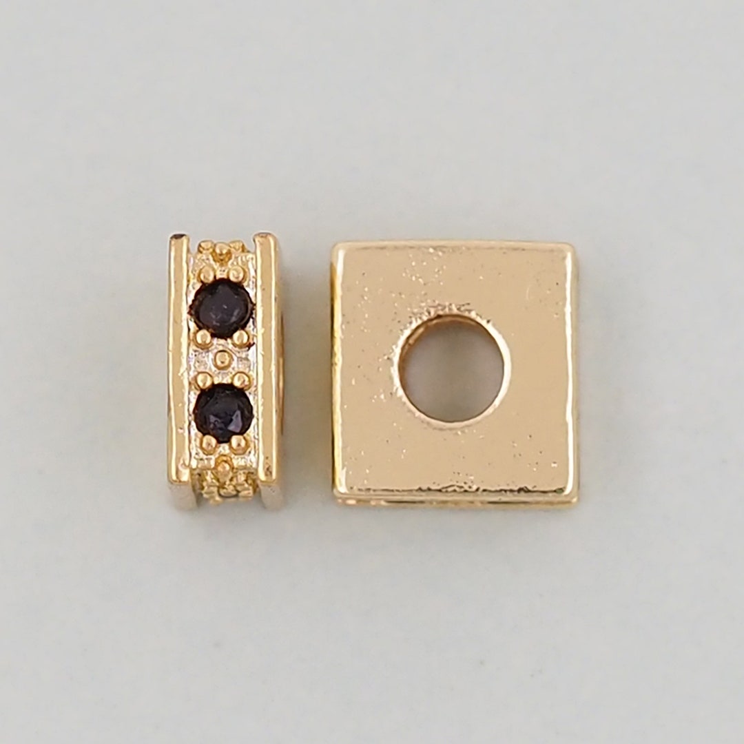 Gold Square Beads Charms,18k Gold Filled Square Spacer Beads Bracelet ...