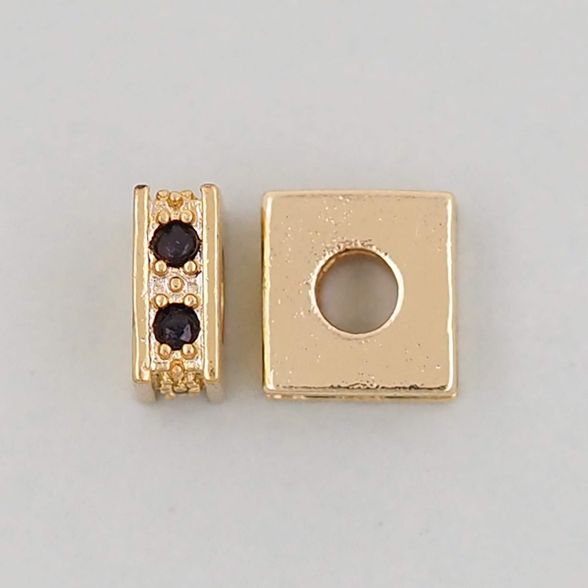 Gold Square Beads Charms,18k Gold Filled Square Spacer Beads Bracelet ...