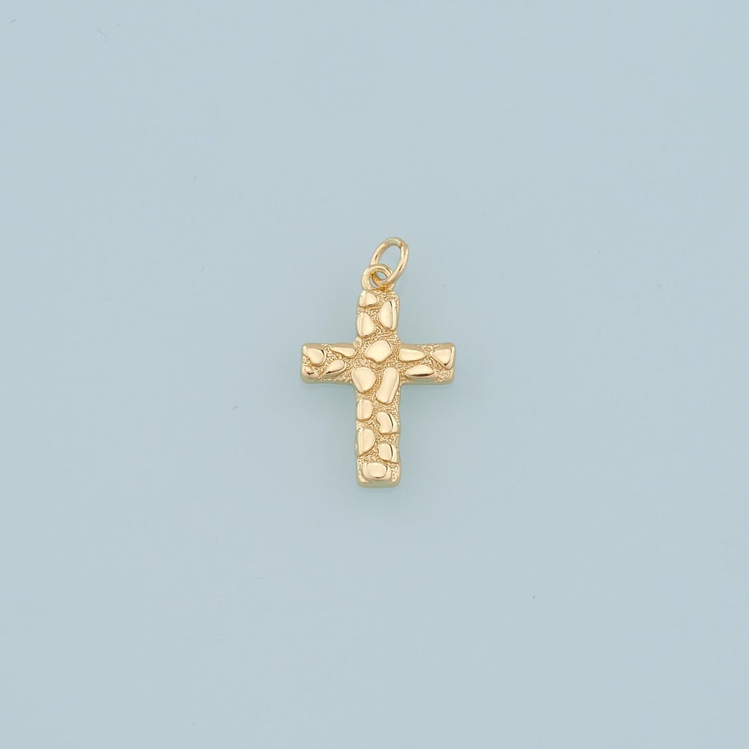 Gold Cross Charms,18k Gold Filled Cross Flower Pendant,religion Charm ...