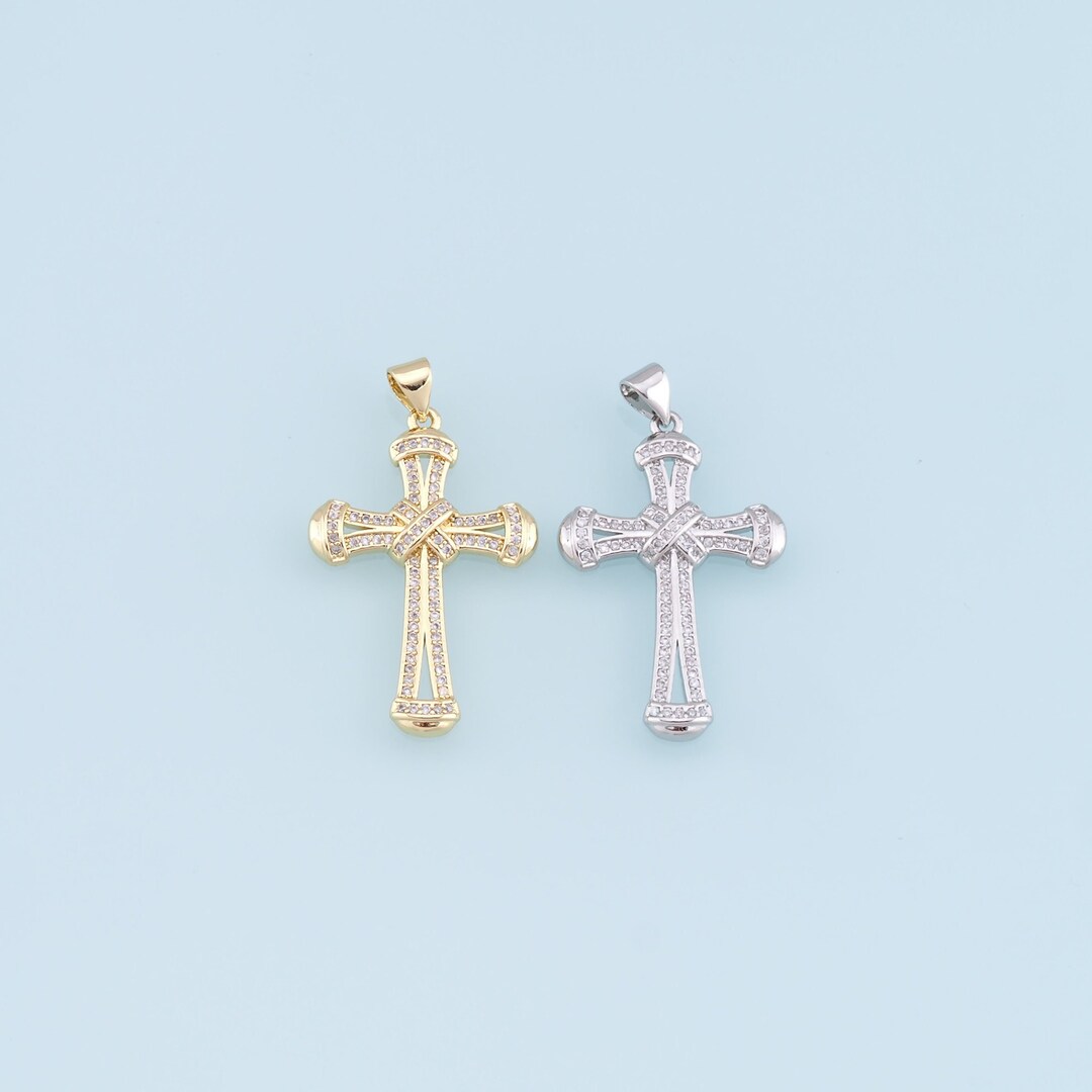 Gold Cross Charms,18k Gold Filled Cross Pendant,cz Micro Pave Cross ...