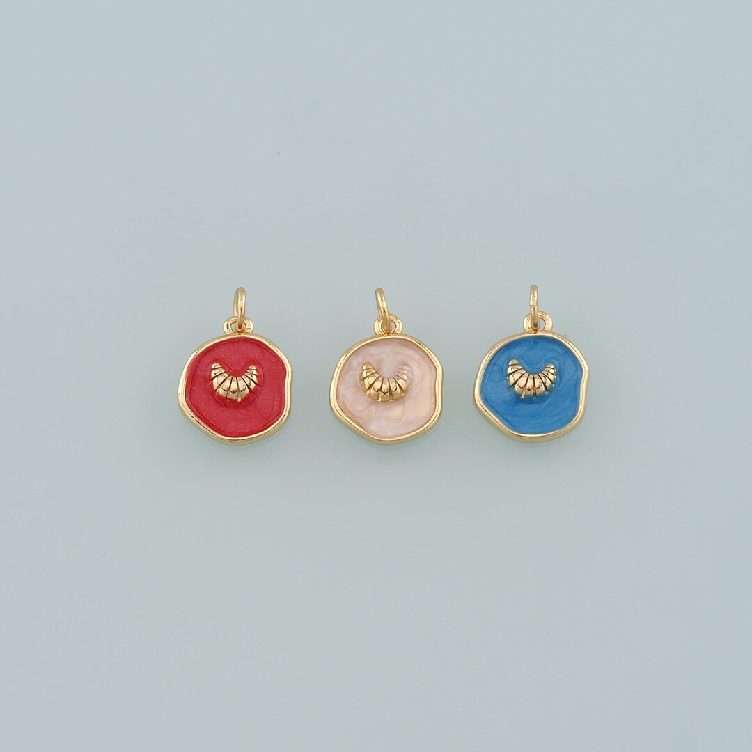 Gold Bread Charms,18k Gold Filled Croissant Pendant,enamel Croissant ...