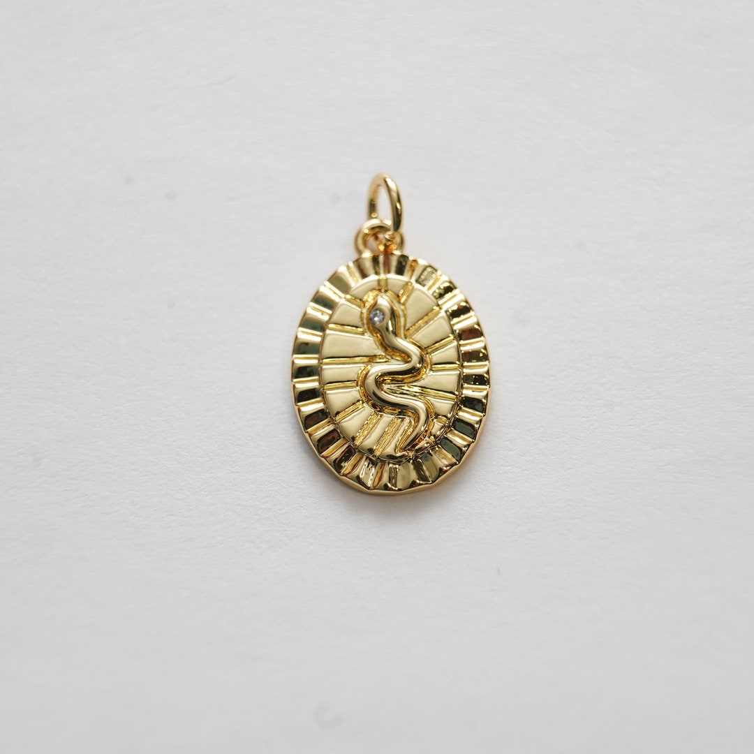 Gold Snake Charms,18k Gold Filled Oval Snake Pendant,silver Snake ...